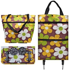 foldable shopping bag with wheels, portable trolley bags for shopping, tote grocery bags shopping cart