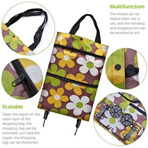 Foldable Shopping Bag with Wheels, Portable Trolley Bags for Shopping, Tote Grocery Bags Shopping Cart