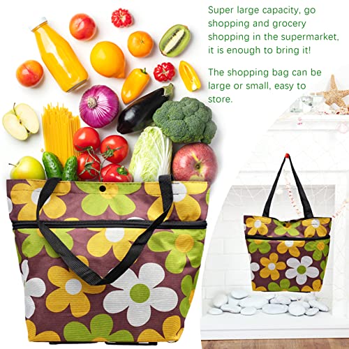 Foldable Shopping Bag with Wheels, Portable Trolley Bags for Shopping, Tote Grocery Bags Shopping Cart