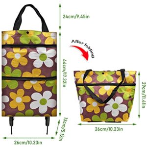 Foldable Shopping Bag with Wheels, Portable Trolley Bags for Shopping, Tote Grocery Bags Shopping Cart