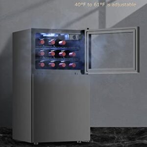 WATOOR Double Door Beverage Wine Cooler with Freezer,1.3 Cu Ft Mini Fridge and 1.3 Cu Ft Freezer with Reversible Door,Dual Zone Temperature Control,Perfect for Home or Office