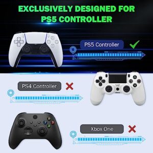 MoKo Keyboard for PS5 Controller with Green Backlight, Bluetooth Wireless Mini Keypad Chatpad for Playstation 5, Built-in Speaker & 3.5mm Audio Jack for PS5 Controller Accessories, Black & White