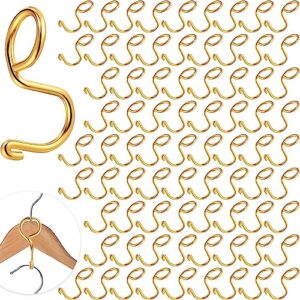 hicarer 100 pack clothes hanger connector hooks metal velvet hanger extender hooks cascading hanger hooks for clothes mini metal outfit hangers extender clips for saving closet wardrobe organizer gold