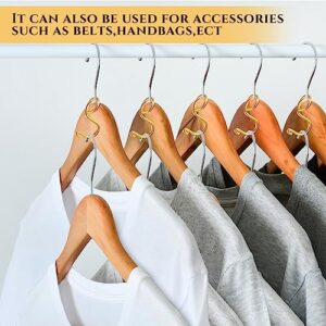 Hicarer 100 Pack Clothes Hanger Connector Hooks Metal Velvet Hanger Extender Hooks Cascading Hanger Hooks for Clothes Mini Metal Outfit Hangers Extender Clips for Saving Closet Wardrobe Organizer Gold