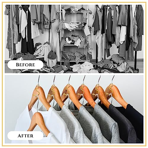 Hicarer 100 Pack Clothes Hanger Connector Hooks Metal Velvet Hanger Extender Hooks Cascading Hanger Hooks for Clothes Mini Metal Outfit Hangers Extender Clips for Saving Closet Wardrobe Organizer Gold