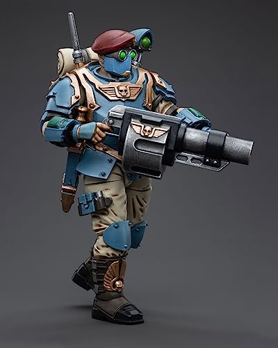 Pipigirl JoyToy Warhammer 40K Genuine License 1/18 Soldier, Astra Militarum Tempestus Scions Command Squad 55th Kappic Eagles Grenadier, 4.21 inch Models Action Figures Kits (Grenadier)