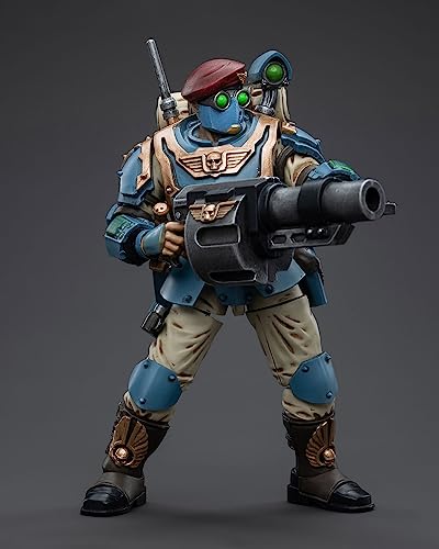 Pipigirl JoyToy Warhammer 40K Genuine License 1/18 Soldier, Astra Militarum Tempestus Scions Command Squad 55th Kappic Eagles Grenadier, 4.21 inch Models Action Figures Kits (Grenadier)