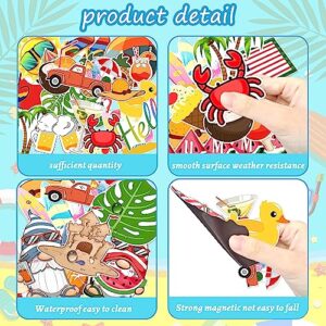 ArtAubrey 25 Pcs Summer Beach Fridge Magnet Hello Summer Car Magnets, Cruise Door Hawaii Decorations for Refrigerator, Car and Office Whiteboard