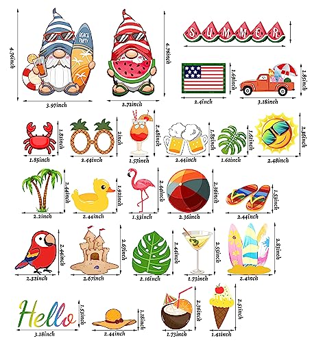 ArtAubrey 25 Pcs Summer Beach Fridge Magnet Hello Summer Car Magnets, Cruise Door Hawaii Decorations for Refrigerator, Car and Office Whiteboard