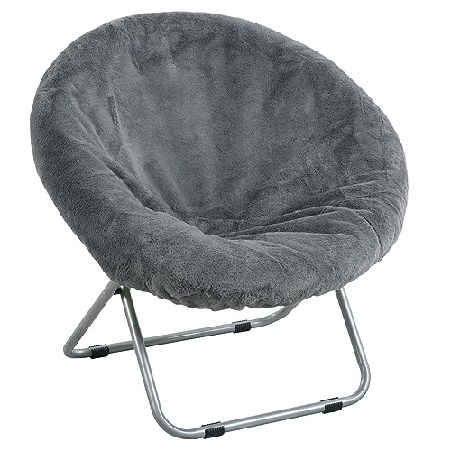 HOMBYS Faux Fur Cover for Saucer Chair, Removable Round Moon Chair Slipcover (Without Chair, Only A Cover), Ultra Soft and Waterproof Chair Cover for Saucer Chairs Size Between 28-30 in x 29-32 in