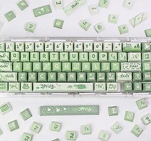 Laetass Mechanical Keyboard Keycaps,Compatible with Cross Axle,Original Height pbt keycaps,Anti-mistouch, 131-Key Spring Theme, High Aesthetic Value,Bring You a Delightful Typing Experience.(Green)