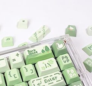 Laetass Mechanical Keyboard Keycaps,Compatible with Cross Axle,Original Height pbt keycaps,Anti-mistouch, 131-Key Spring Theme, High Aesthetic Value,Bring You a Delightful Typing Experience.(Green)