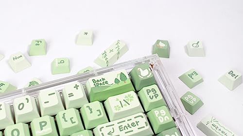 Laetass Mechanical Keyboard Keycaps,Compatible with Cross Axle,Original Height pbt keycaps,Anti-mistouch, 131-Key Spring Theme, High Aesthetic Value,Bring You a Delightful Typing Experience.(Green)