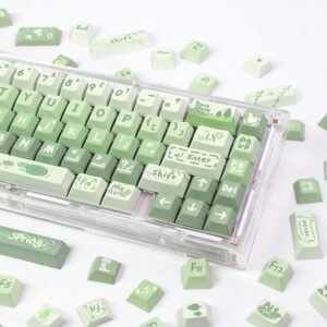 Laetass Mechanical Keyboard Keycaps,Compatible with Cross Axle,Original Height pbt keycaps,Anti-mistouch, 131-Key Spring Theme, High Aesthetic Value,Bring You a Delightful Typing Experience.(Green)