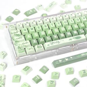 Laetass Mechanical Keyboard Keycaps,Compatible with Cross Axle,Original Height pbt keycaps,Anti-mistouch, 131-Key Spring Theme, High Aesthetic Value,Bring You a Delightful Typing Experience.(Green)