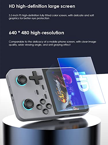 EQUITARE D007 Handheld Game Console Support Linux, Built in 10000+ Classic Games, 3.5 Inch IPS Screen Handheld Console with 3D Joystick, WiFi Retro Handheld Game Console Support TF Card(Silver)