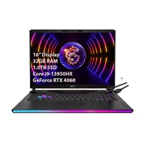 MSI GE68HX Raider 16" Gaming Laptop - Intel Core i9-13950HX - 32GB RAM - 1.0TB SSD - GeForce RTX 4060-144HZ FHD+ (1920 x 1200) - Windows 11 Home - Kuulpal HDMI Cable