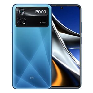 poco x4 pro 5g + 4g volte global unlocked 256gb + 8gb gsm 6.6" 108 mp triple camera (not verizon/boost/cricket/at&t/metro/cdma) + car fast car 51w charger bundle (laser blue) (renewed)