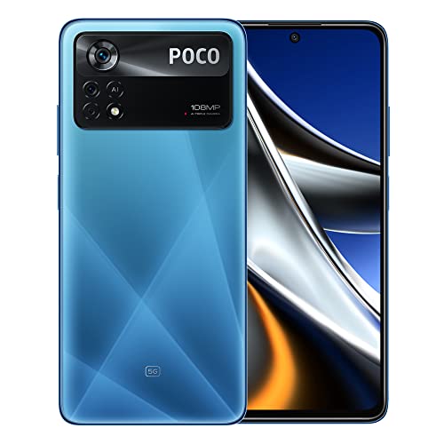 Poco X4 PRO 5G + 4G Volte Global Unlocked 256GB + 8GB GSM 6.6" 108 mp Triple Camera (Not Verizon/Boost/Cricket/At&T/Metro/CDMA) + Car Fast Car 51W Charger Bundle (Laser Blue) (Renewed)