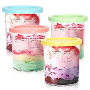 for ninja creami deluxe pints- 4 pack, nc500 nc501 ice cream pint fit for ninja delux ice cream maker, for ninja creami deluxe containers hold 24 ounces of food, dishwasher safe