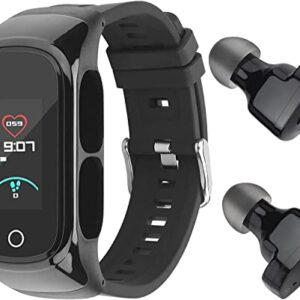 W@nyou Smart Watch with Earbuds for Women and Men,Activity Fitness Tracker Watch Combo Bluetooth Earbuds Can Receive Calls Messages Sleep Tracker Calorie Counter for Men Women Kids