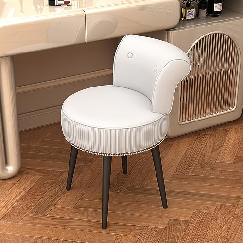 YYW HOME Vanity Chair with Back - Small Makeup Stool Velvet Vanity Chair Tufted Accent Chairs Makeup Chair for Vanity for Women Girl and Kids (White)