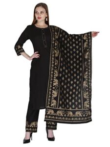 mesmeriical women's black kurta set with dupatta (as1, alpha, l, regular, regular)