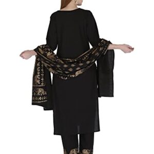 MESMERIICAL Women's Black Kurta Set with Dupatta (as1, alpha, l, regular, regular)