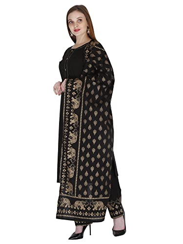 MESMERIICAL Women's Black Kurta Set with Dupatta (as1, alpha, l, regular, regular)