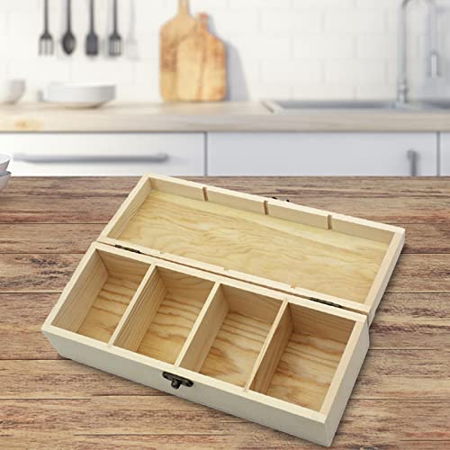 ＫＬＫＣＭＳ Tea Bags Organizer Tea Bags Holder Wood Tea Storage Box Decor Jewelry Organizer Container for Office Countertop Kitchen Cabinet Creamers