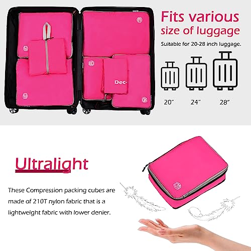 Dec-Mec 4Set Nylon Compression Packing Cubes Expandable Packing Organizers for Carry on suitcase, Compression Cubes with Shoe Bag for Travel Accessories Luggage