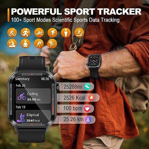 anyloop Smart Watch for Men(Answer/Make Call), 1.85" Fitness Tracker, 100+ Sport Modes Activity Tracker and Smartwatches with Heart Rate SpO2 Sleep Monitor Step Counter Smart Watch for Android iOS