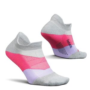 feetures elite ultra light no show tab solid - running socks for men & women, athletic compression socks, moisture wicking - large, gradual gray