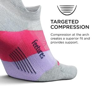 Feetures Elite Ultra Light No Show Tab Solid - Running Socks for Men & Women, Athletic Compression Socks, Moisture Wicking - Large, Gradual Gray