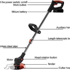 Weed Wacker Battery Powered 21V Battery Operated Weed Eater with 17 Blade Cordless Weed Trimmer for Yard Lawn and Garden