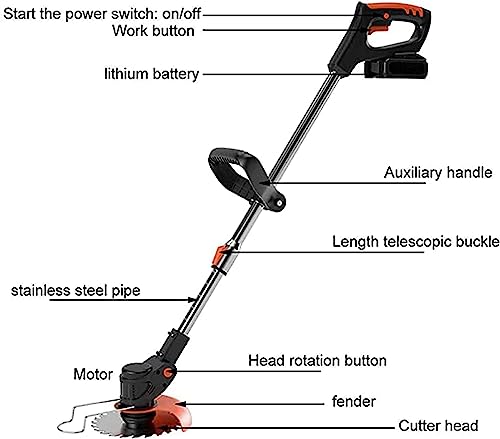 Weed Wacker Battery Powered 21V Battery Operated Weed Eater with 17 Blade Cordless Weed Trimmer for Yard Lawn and Garden