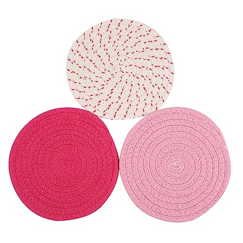 Circle Placemats 3pcs Pad Coaster Table Placemats Coffee Drink Woven Placemats Jute Rope Coaster Cup Round Dining Table Mats Cup Pad Handmade Dining Mat Dining Table