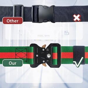 Travel Belt for Luggage - Stylish & Adjustable Add a Bag Luggage Strap for Carry On Bag - Airport Travel Accessories for Women & Men (Red Green)