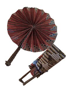 unique handmade african folding fan - traditional wax print fabric - ethnic art & gift idea - wedding accessory (multicolor)