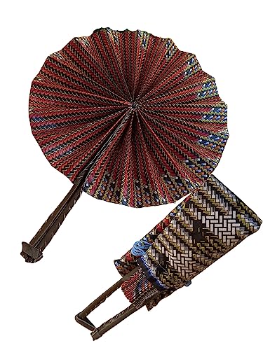 Unique Handmade African Folding Fan - Traditional Wax Print Fabric - Ethnic Art & Gift Idea - Wedding Accessory (Multicolor)