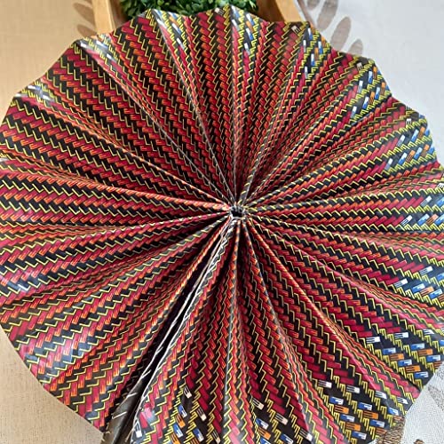 Unique Handmade African Folding Fan - Traditional Wax Print Fabric - Ethnic Art & Gift Idea - Wedding Accessory (Multicolor)