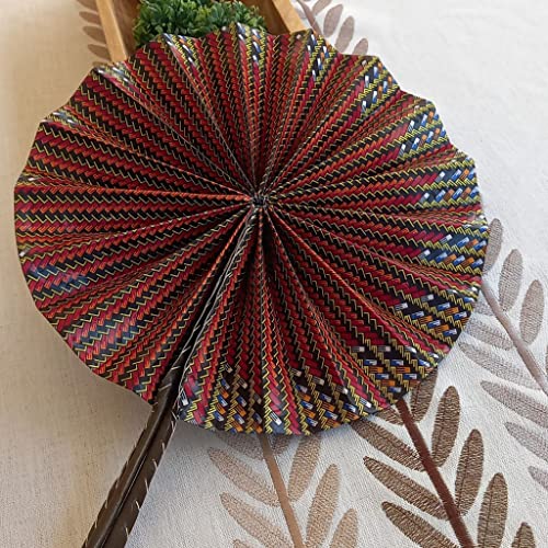 Unique Handmade African Folding Fan - Traditional Wax Print Fabric - Ethnic Art & Gift Idea - Wedding Accessory (Multicolor)