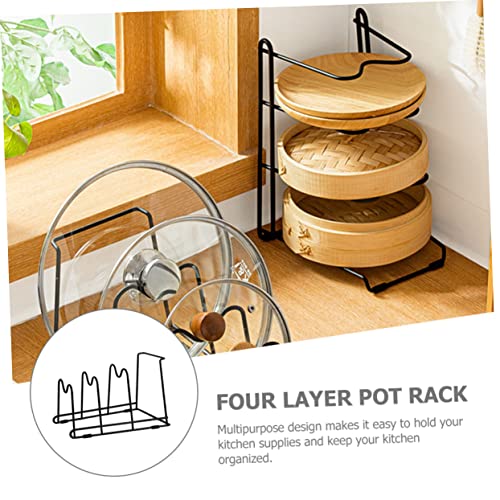 UPKOCH Stainless Steel Pot Rack Plate Holders for Dinner Plates Shelf Brackets Kitchen Utensils Organizer Pan Organizer Pot Holder Storage Pans Stainless Steel Lid Stand Pot Lid Stand