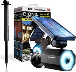 bell+howell bionic spotlight original led solar outdoor lights with motion sensor super bright outdoor solar lights waterproof landscape lighting for yard, garden outdoor lighting as seen on tv