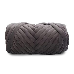 velvet chunky yarn bulky giant arm knitting yarn, super soft jumbo tube weight yarn, fluffy diy crochet hand making washable yarn for blanket, pet bed, rugs pillow (0.55lb-dark gray)