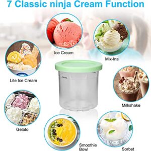 AZLESLOG 16 oz. Containers | Extra Replacement Pints and Lids - Compatible with NC300, NC301,CN305A, NC299AM Series Ice Cream Makers, Airtight and Dishwasher Safe (Green+Grey-2 Pack)