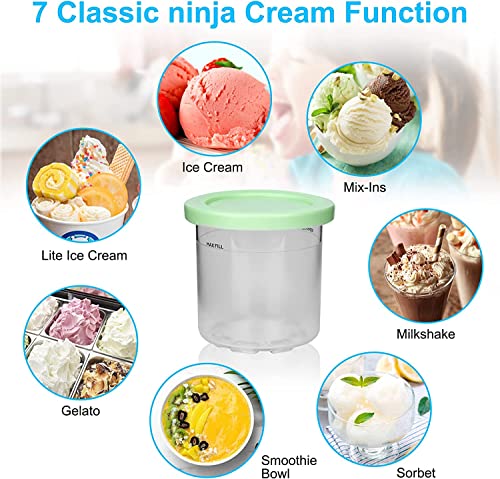 AZLESLOG 16 oz. Containers | Extra Replacement Pints and Lids - Compatible with NC300, NC301,CN305A, NC299AM Series Ice Cream Makers, Airtight and Dishwasher Safe (Green+Grey-2 Pack)