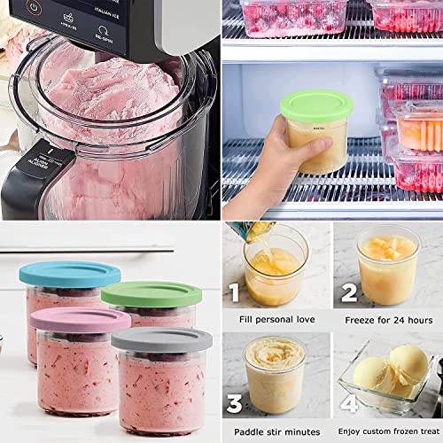 AZLESLOG 16 oz. Containers | Extra Replacement Pints and Lids - Compatible with NC300, NC301,CN305A, NC299AM Series Ice Cream Makers, Airtight and Dishwasher Safe (Green+Grey-2 Pack)