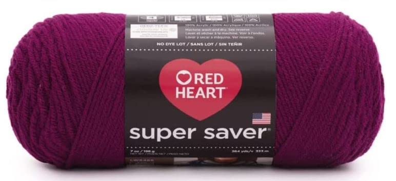 Red Heart Super Saver Mulberry Yarn - 1 Pack of 7oz/198g - Acrylic - 4 Medium (Worsted) - 364 Yards - Knitting/Crochet