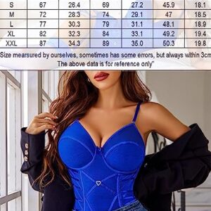 Avidlove One Piece Bodydoll Lingerie Underwire Silky Bodysuit Blue Lingerie M